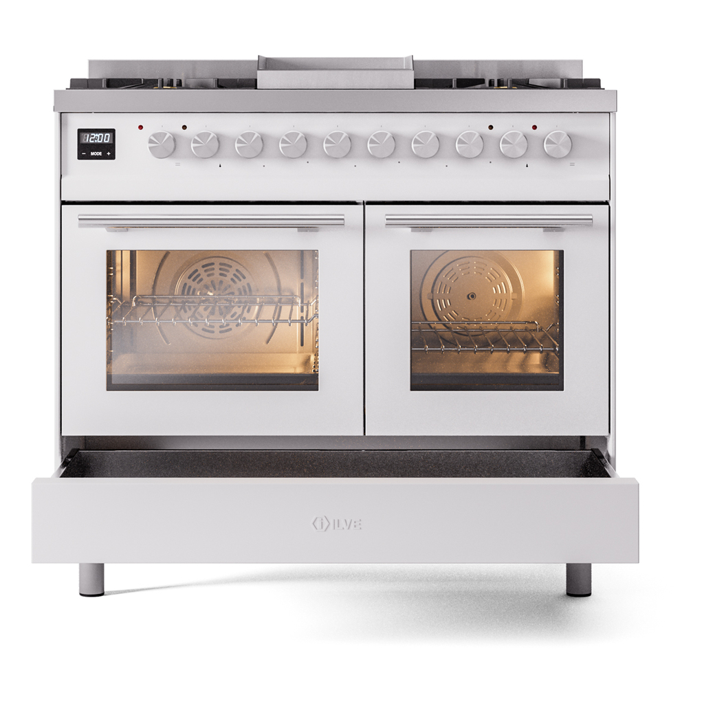 ILVE UPD40FWMPWH Professional Plus II 40 inch Dual Fuel Range (Natural ...