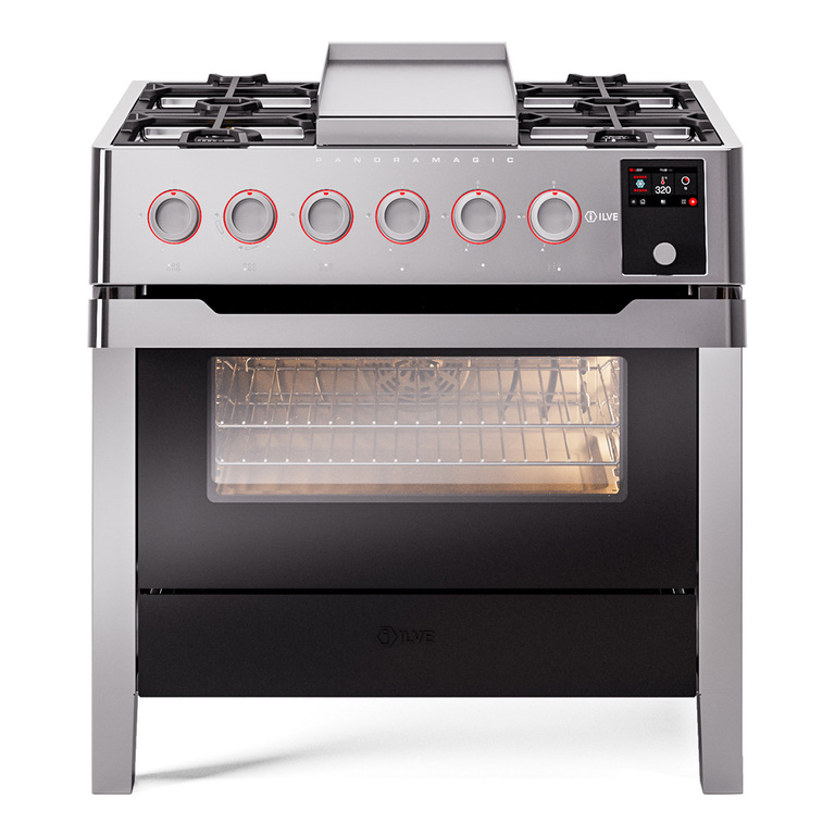 ILVE UPM09FDS3SS Panoramagic 36 inch Dual Fuel Range with 6 Burners and ...