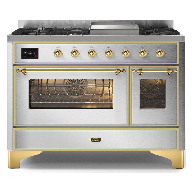 ILVE UM12FDNS3SSG Majestic II 48 inch Dual Fuel Range with 8 Burners ...