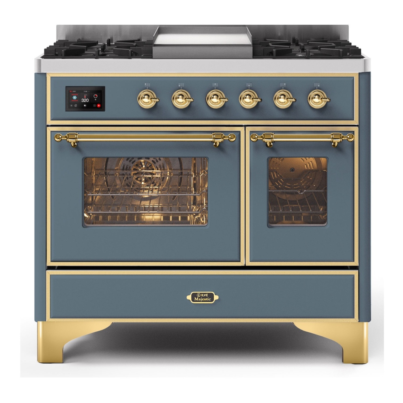 ILVE UMD10FDNS3BGG Majestic II 40 inch Dual Fuel Range with 6 Burners ...