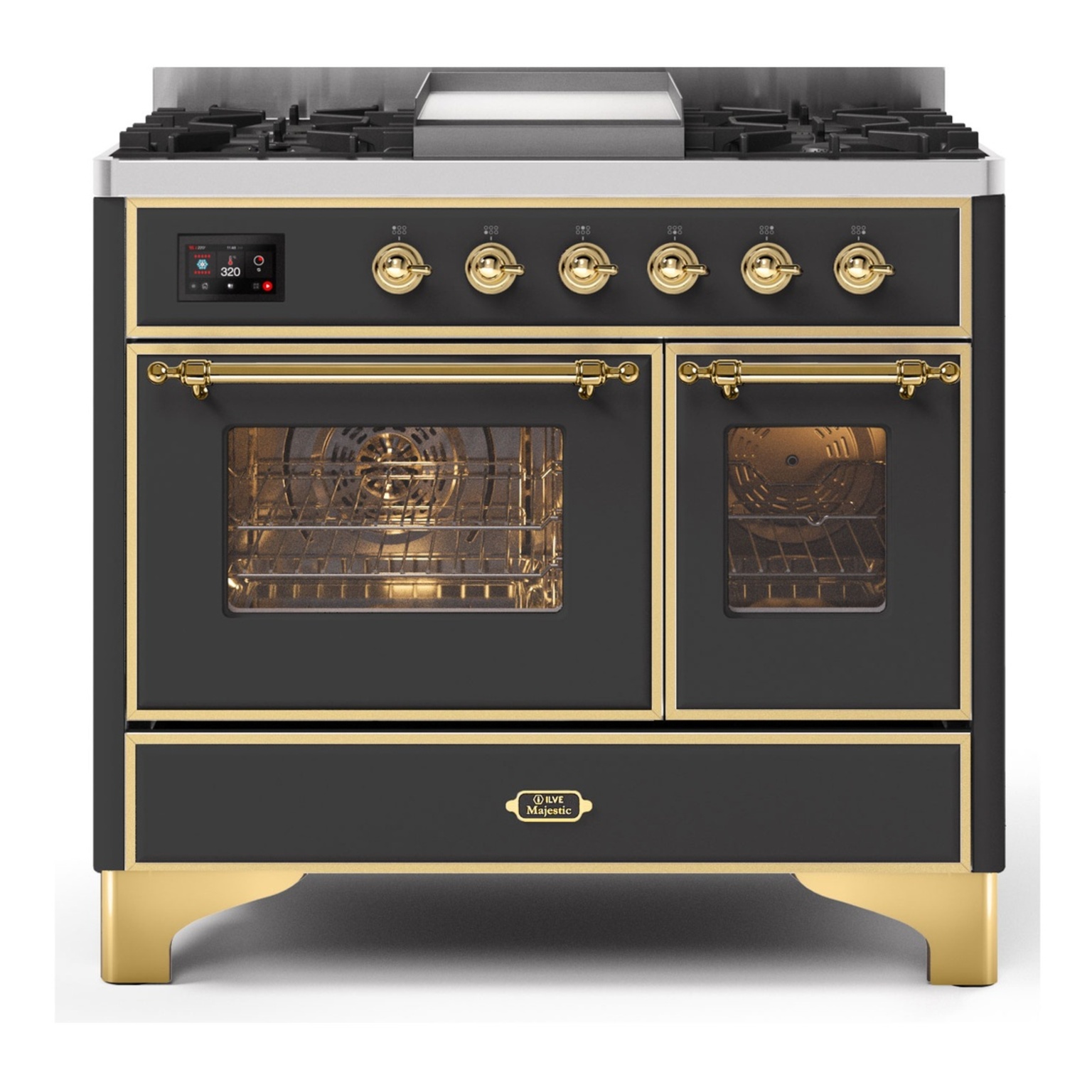 ILVE UMD10FDNS3MGBLP Majestic II 40 inch Dual Fuel Range with 6 Burners ...
