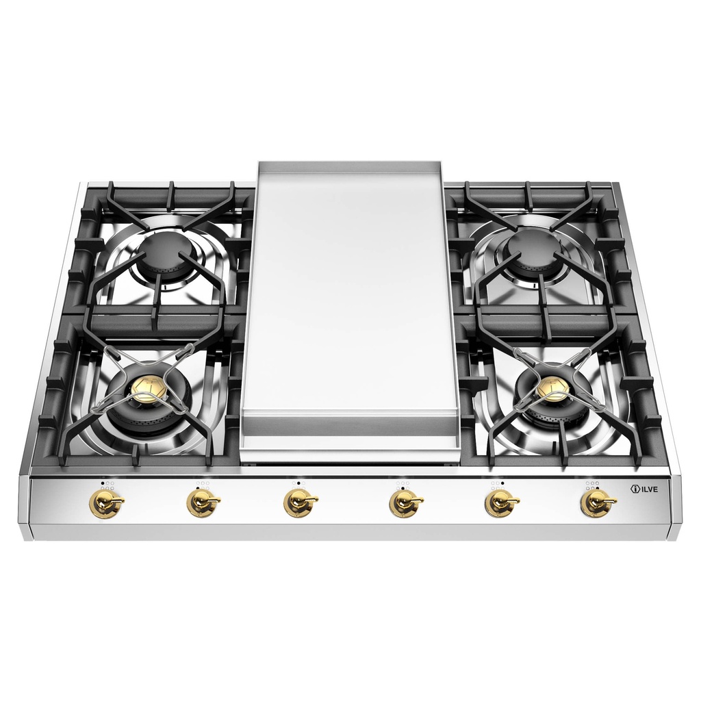 ILVE UHCP965FNSSGLP Nostalgie II 36 inch Built-In Gas Cooktop with ...