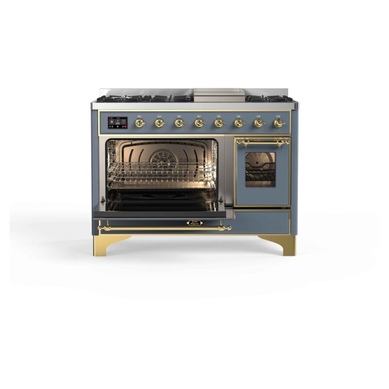ILVE UM12FDNS3BGG Majestic II 48 inch Dual Fuel Range with 8 Black ...
