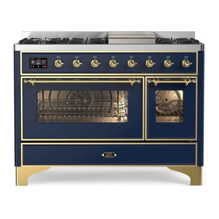 ILVE UM12FDNS3MBGLP Majestic II 48 inch Dual Fuel Range with 8 Black ...