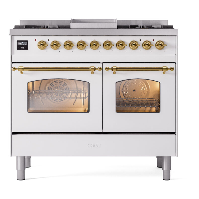 ILVE UPD40FNMPWHG Nostalgie II 40 inch Dual Fuel Range with Double ...